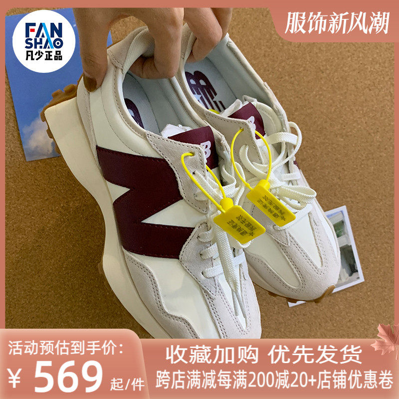 New Balance/NB 327系列女款低帮运动跑步鞋白灰红WS327KA/KB_虎窝淘