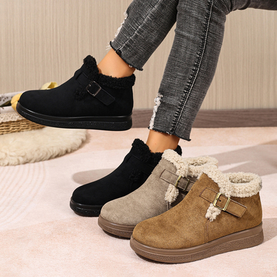 勃肯鞋全包加绒保暖中帮毛毛鞋防滑东北棉鞋雪地靴面包鞋厚底短靴