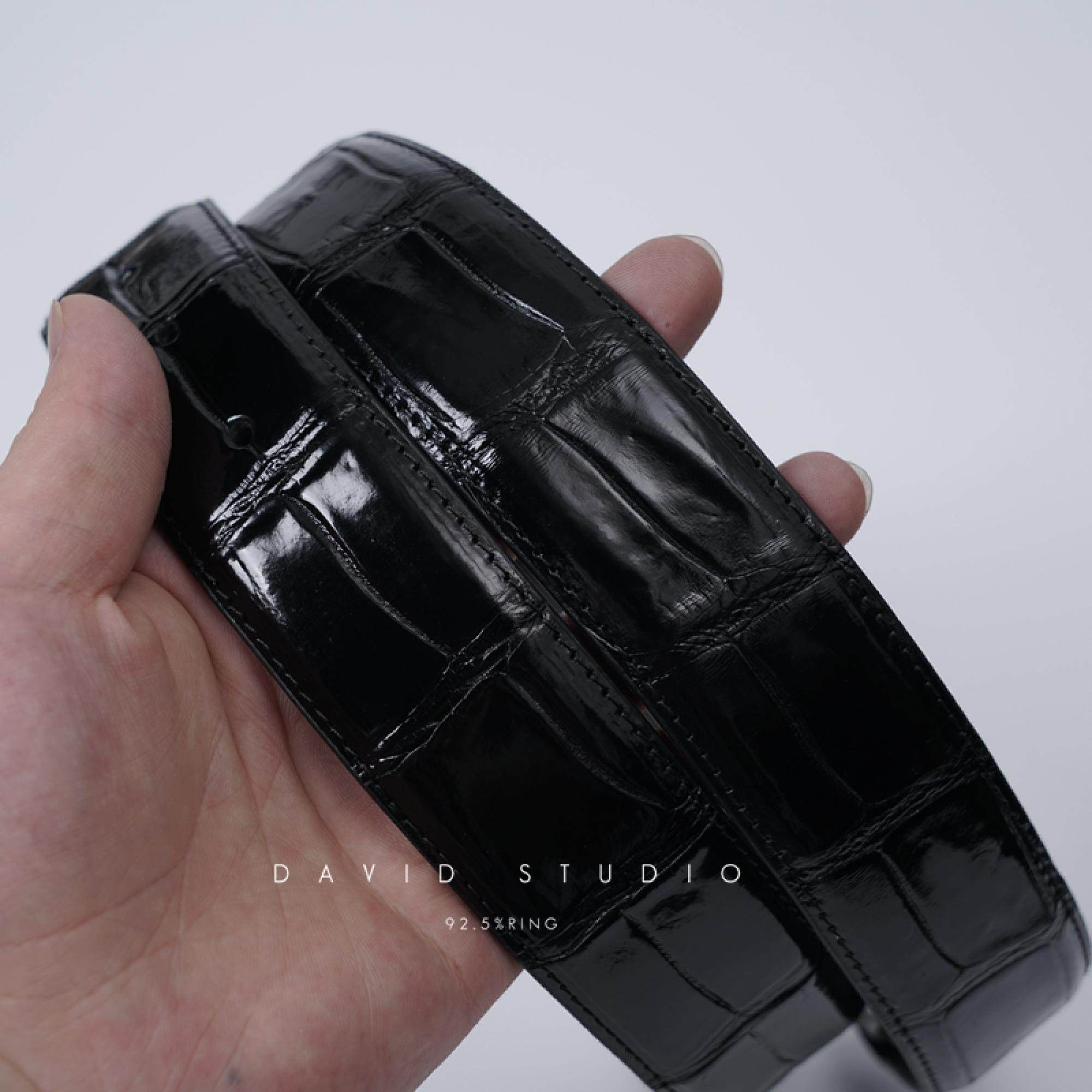David studio意大利S925纯银天然鳄鱼皮手工定制男款情侣皮带身_虎窝淘