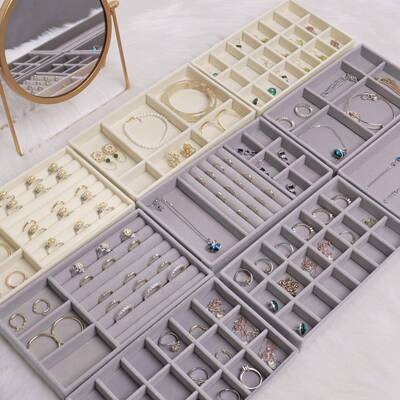 Velvet Jewelry Box Display Tray Drawer Storage Jewellery Hol