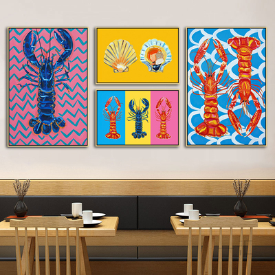 海鲜小龙虾馆日式料理创意挂画