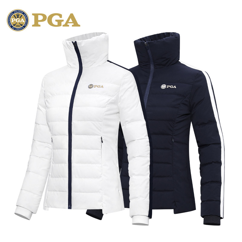 美国PGA 秋冬高尔夫衣服女士羽绒服 90%白鸭绒显瘦保暖运动防水