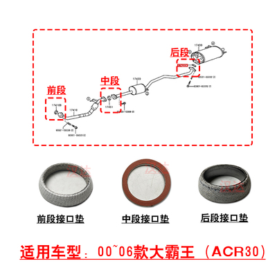 霸王ACR30前中后段排气管接口垫
