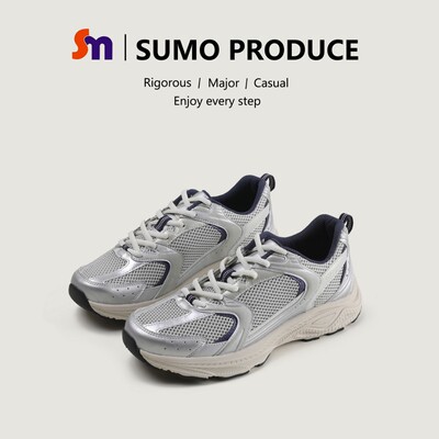 素陌春夏男女同款运动鞋复古银色休闲鞋轻便慢跑鞋潮鞋登山鞋4527