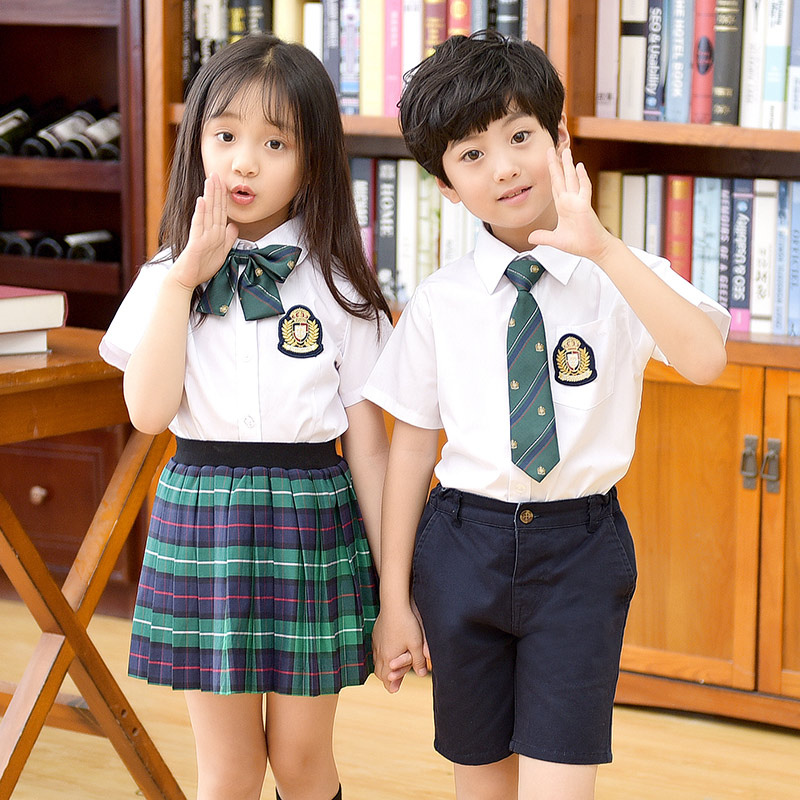 幼儿园园服韩版短袖男女童装儿童夏季班服英伦学院风中小学生校服