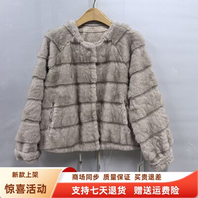瑞26D630时尚圆领环保皮草保暖皮毛一体毛毛短外套冬装2026女新款