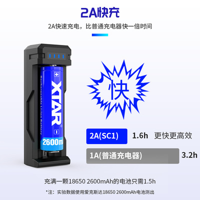 XTAR SC1多功能单槽18650锂电池充电器专用3.7v21700手电筒3A闪充