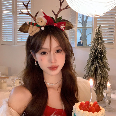 圣诞小鹿红色鹿角小熊发箍