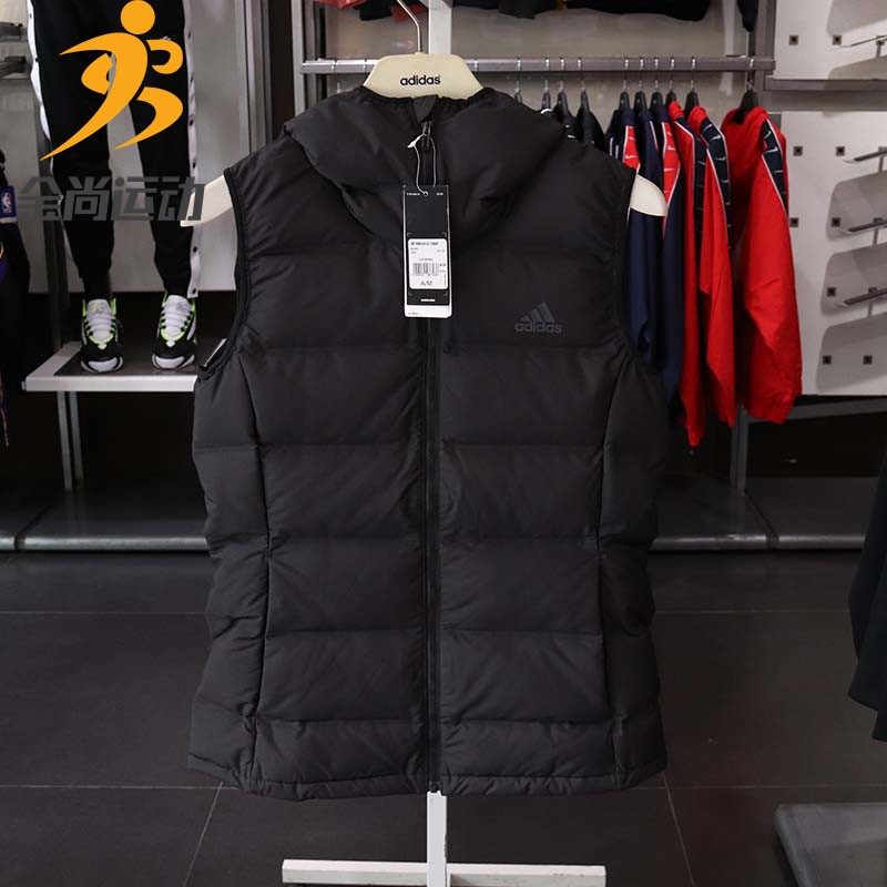 阿迪达斯马甲女冬季运动保暖连帽羽绒服背心BQ1943 HN4699 H18630_虎窝淘