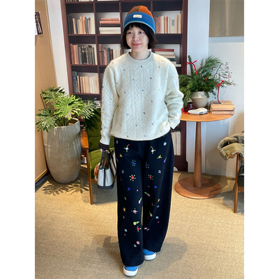 25AW羊绒拉毛烫钻樱桃套头衫