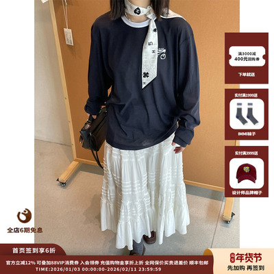 25SS麻感多层抽褶半身裙