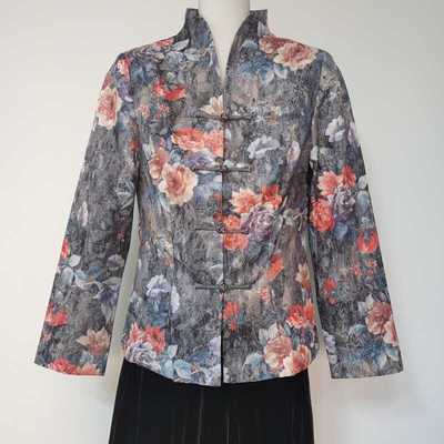 唐装盘扣长袖上衣涤纶