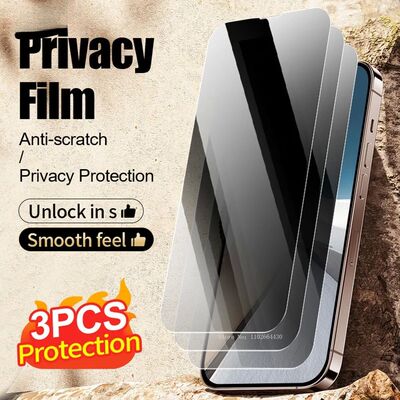 3Pcs Privacy Glass Smartphone For IPhone 16 15 Plus Tempered