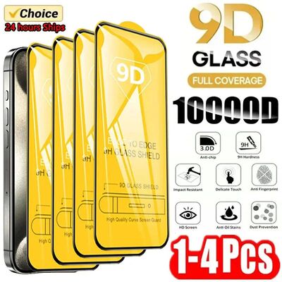 1-4PCS 9D Screen Protector Tempered Glass for IPhone 15 14 1