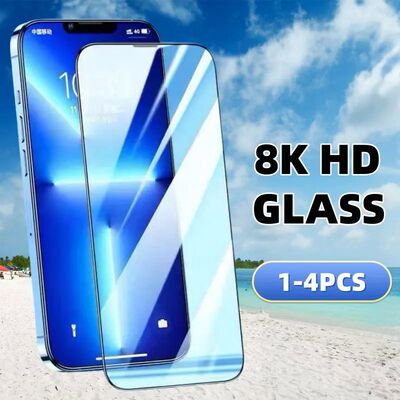 1-4PCS 8K HD tempered glass for iphone 16 15 14 13 11 12 Pro