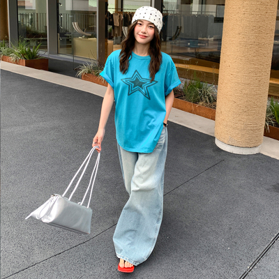 复古洗褪纯棉短袖t恤女宽松