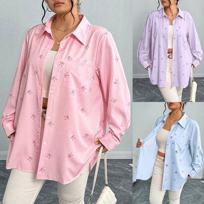 Plus Size Women Autumn Shirt 秋季宽松大码女士衬衫休闲外套