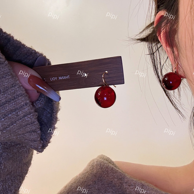 pipi法式小灯泡果冻色复古高跟鞋耳勾款耳钉耳环女韩国气质