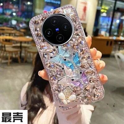 OPPO A5Pro带钻手机壳蝴蝶水钻Findx8pro全包满钻硅胶防摔软壳女