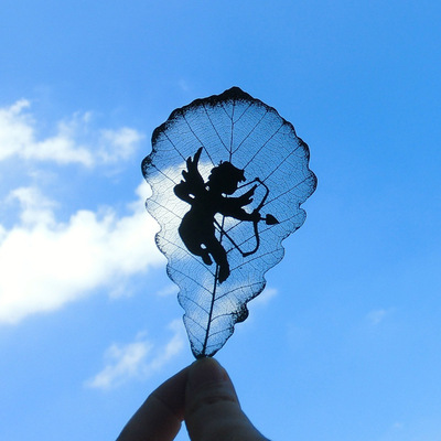 爱神丘比特树叶雕刻画书签生日情人节礼物装饰画创意礼品定制