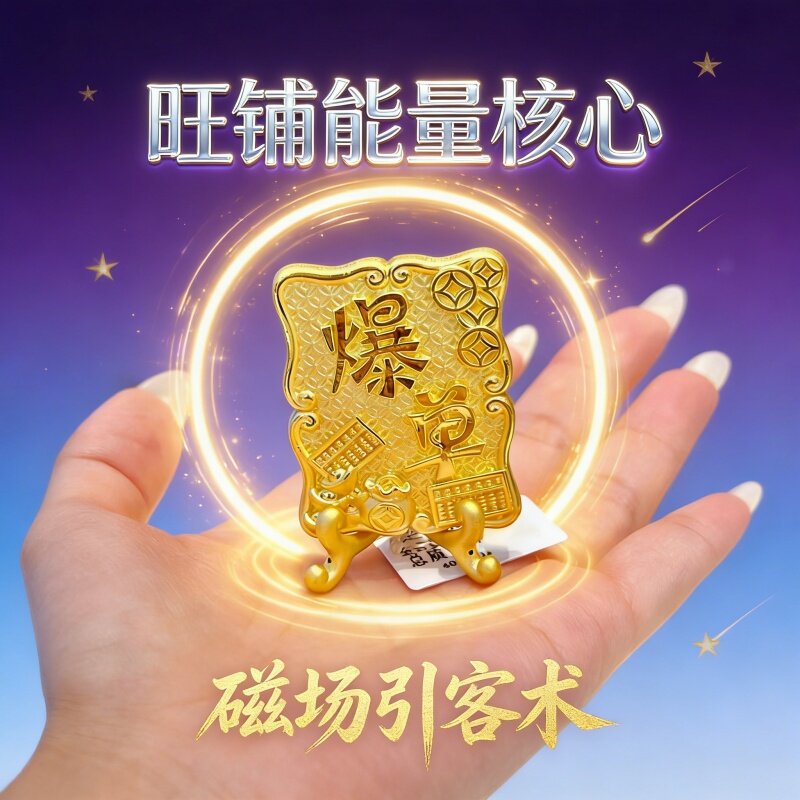 创意个性金色浮雕爆字装饰摆件桌面旺铺能量金属工艺品现代简约