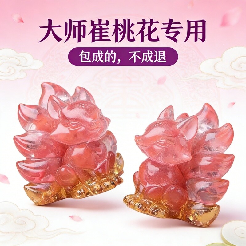 新中式水晶狐狸摆件大师桃花专用招财吉祥国学饰品国学摆件吉祥物