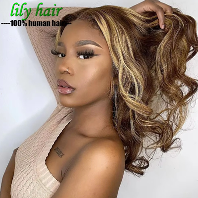13*4 Body Wave Lace Front Wigs P4/27 Highlight Human Hair