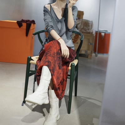 final sale! hand painted  真丝羊绒系带围裹式开衫