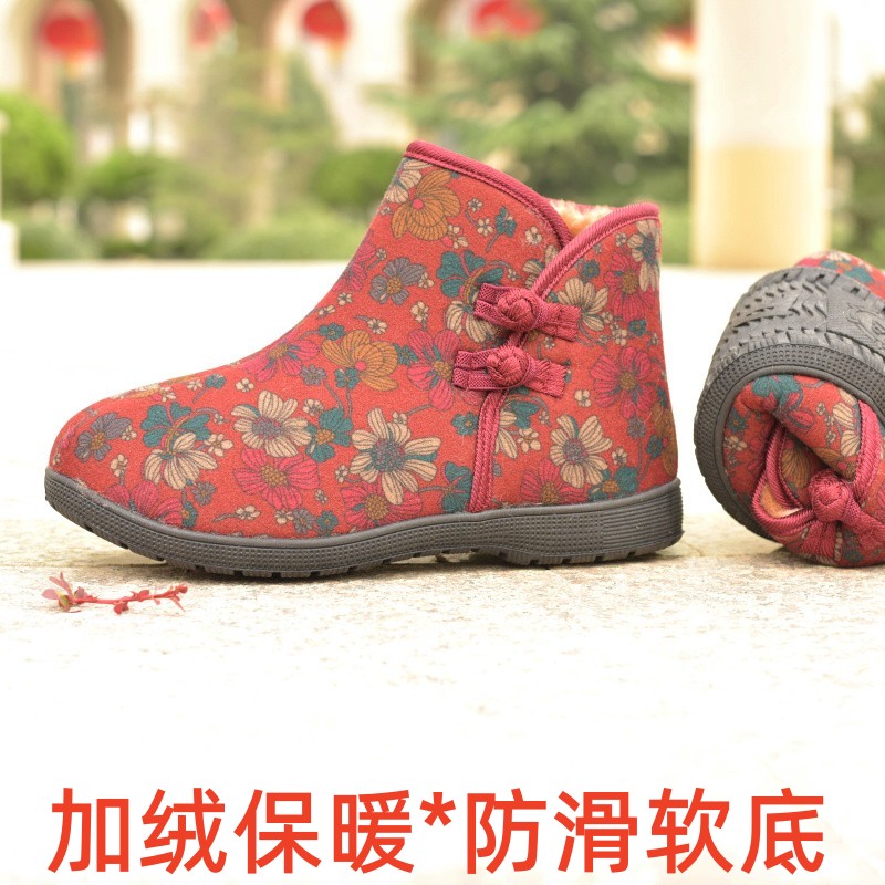 冬季新款妈妈棉鞋加绒保暖女棉鞋中国风民族风传统古典老北京布鞋