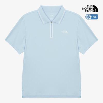 代购THE NORTH FACE北面男士POLO衫透气速干凉感排汗浅蓝色短袖