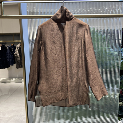 春季新款高领开叉人丝轻薄小衫