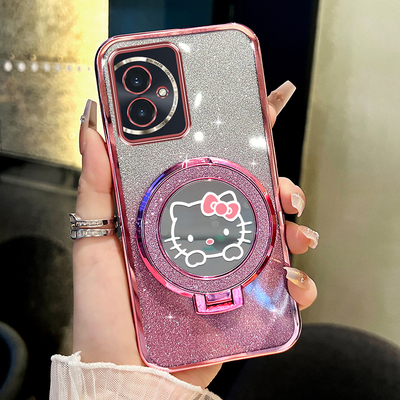 适用荣耀100手机壳荣耀100pro闪粉猫咪支架荣耀90保护壳荣耀70/80透明pro网红荣耀50/60硅胶防摔60se女款外壳