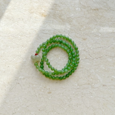 天然和田玉碧玉爱心多圈手链项链