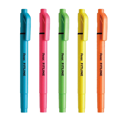 日本pentel派通淡彩色双头荧光笔