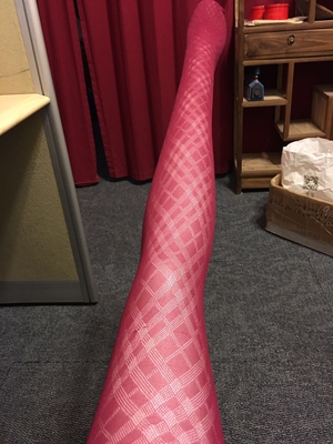 酒红色斜纹夜店婚纱个性风丝袜