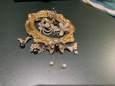 【daydreamer】胸针蝴蝶黑珍珠