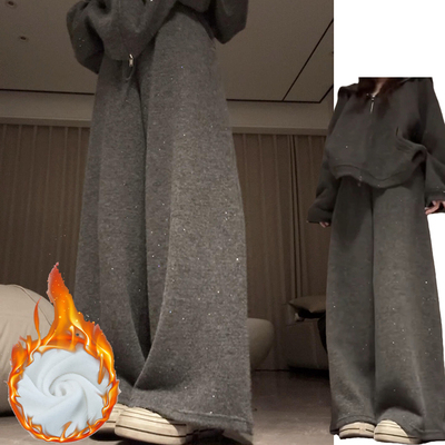 设计感小众百搭爆闪星空裤女秋冬季2025新款松弛慵懒风高腰休闲裤