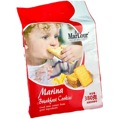 MarLour万宝路玛丽娜早餐饼干380g经典奶香韧性饼干早点休闲小零