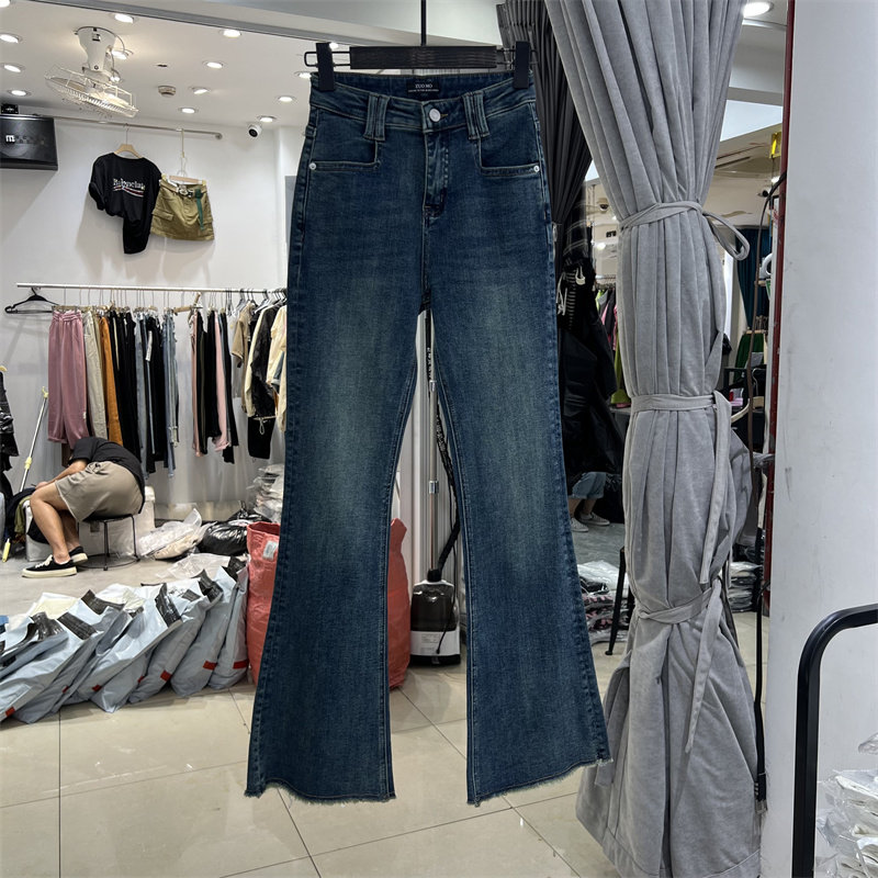 ZUOMO佐陌3723-2早秋新款韩版高腰修身百搭微喇叭牛仔裤女拖地裤_虎窝淘