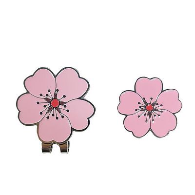 高尔夫帽夹粉色花马克带磁铁帽夹花两用球位标Golf Mark球位置标