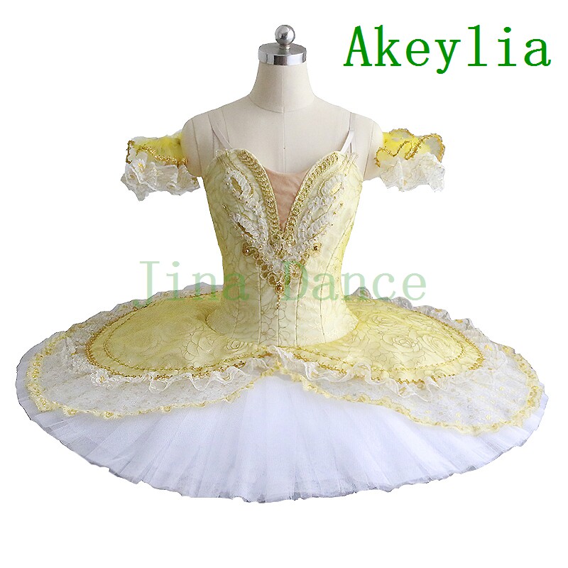 Akeylia 金色芭蕾舞裙雷蒙达比赛表演出专业tutu量身定制银白色