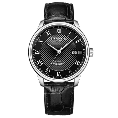 天王表大表盘商务皮带自动机械手表男款51363