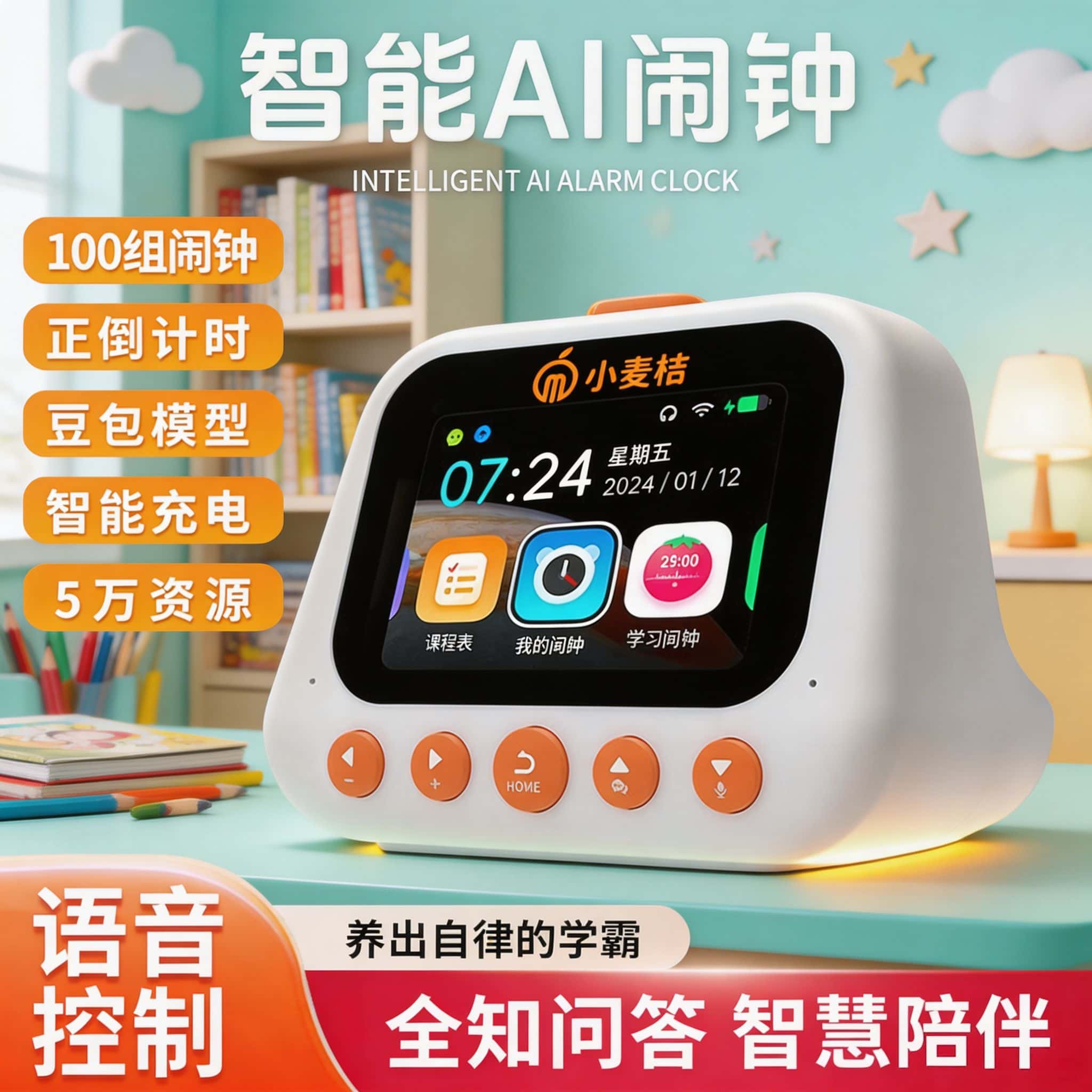 AI智能闹钟计时器学习专用语音提醒语音助手儿童闹钟智能时间管理