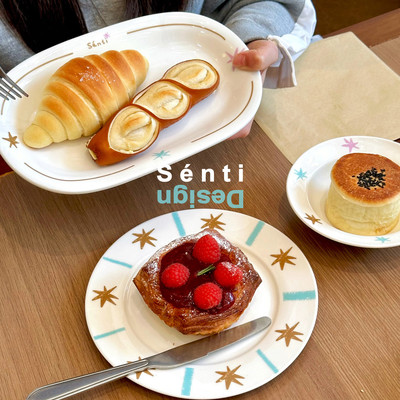 Sénti《Starry Seaweed》海藻星星手绘彩色印花陶瓷盘碗餐具套组