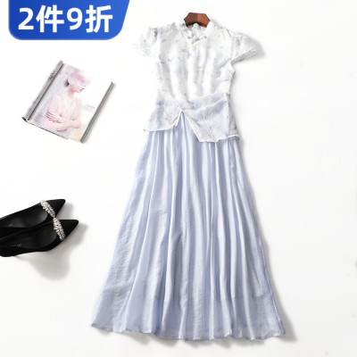 248568 夏连衣裙 女加长款短袖套头.M.L.XL