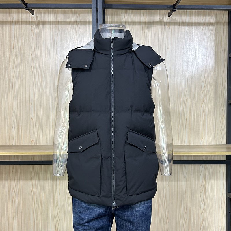 金利来男装羽绒服冬季可拆帽白鹅绒常规版马甲MDS22131401-99