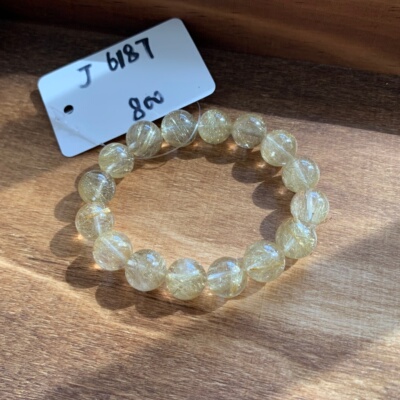 毛毛的翠/J 6187//金发晶大珠手串//800