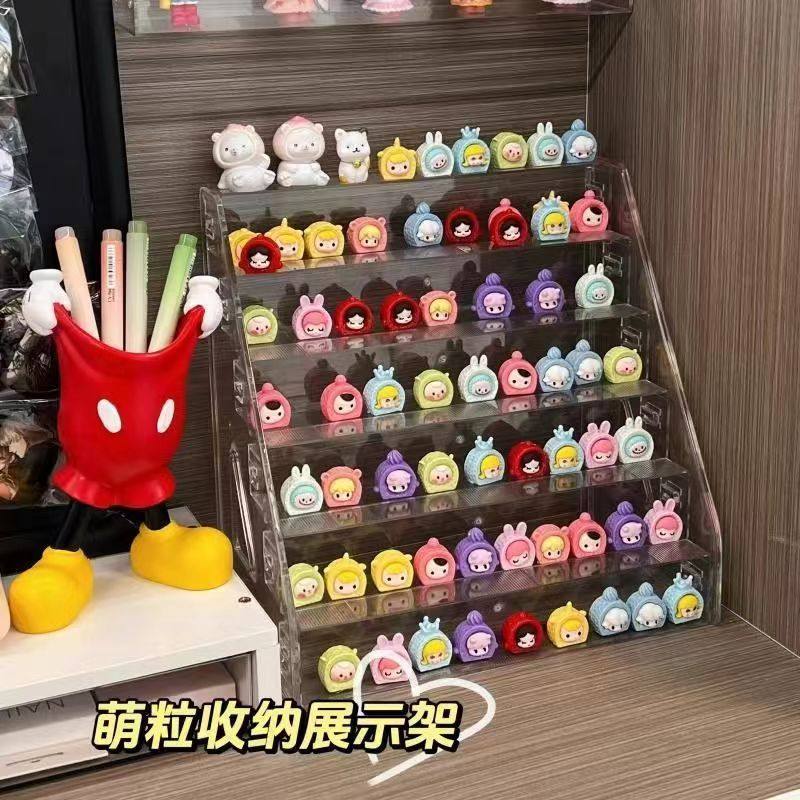 萌粒吧唧立牌玩具陈列架多层乐高盲盒手办收纳盒透明展示架亚克力