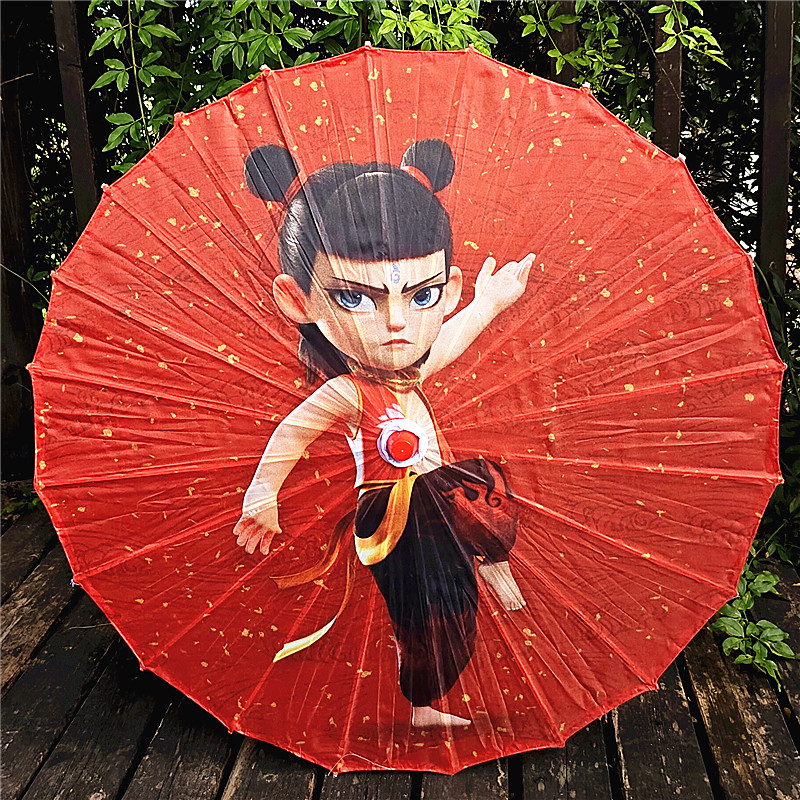 哪吒魔童周边哪吒敖丙儿童56CM流苏花瓣伞舞蹈走秀表演拍照工艺伞