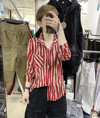 宽松休闲长袖棉麻衬衫